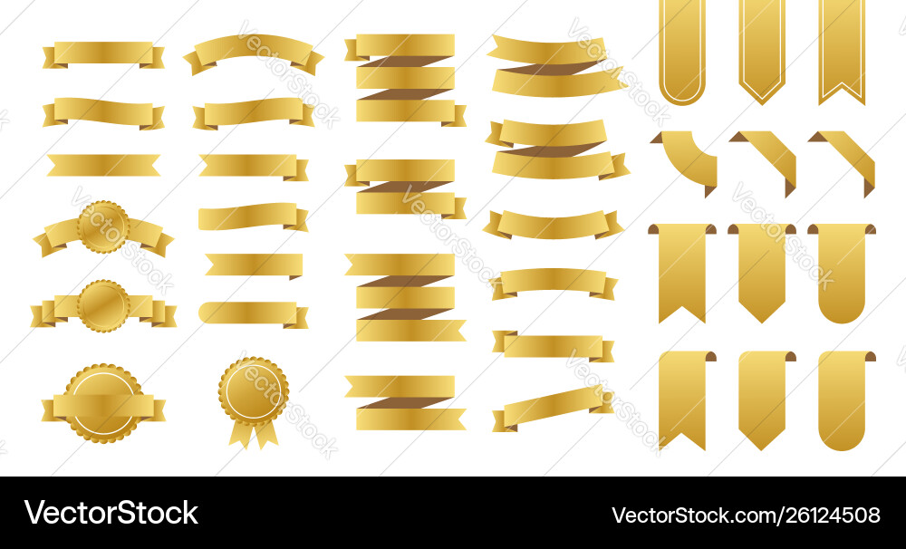 Gold Ribbon Banner Set Royalty Free Vector Image