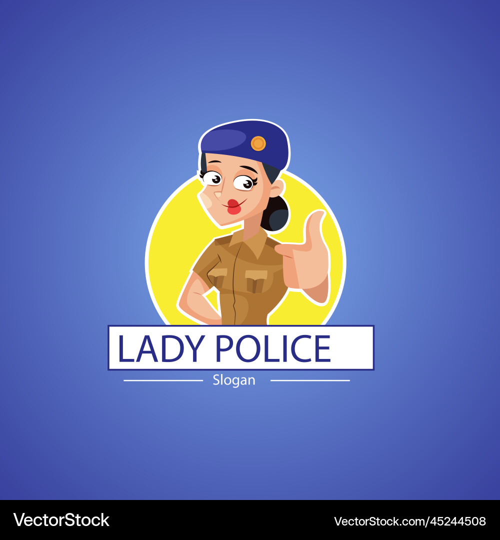 Lady police mascot logo Royalty Free Vector Image