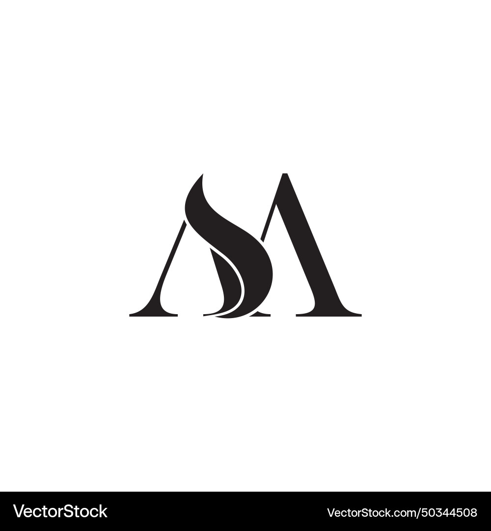 Letter ms curves font elegant logo Royalty Free Vector Image