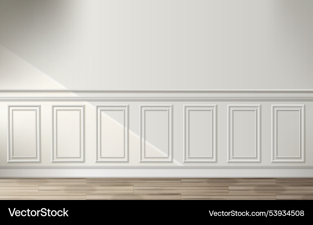 Room interior with white classic wall panel Vector Image