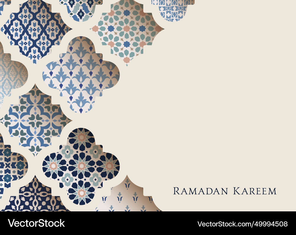 Traditional ornamental blue arabic tiles patterns Vector Image