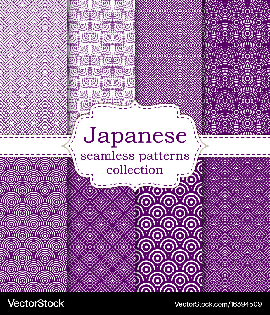 10 different japanese asian seamless patterns Vector Image