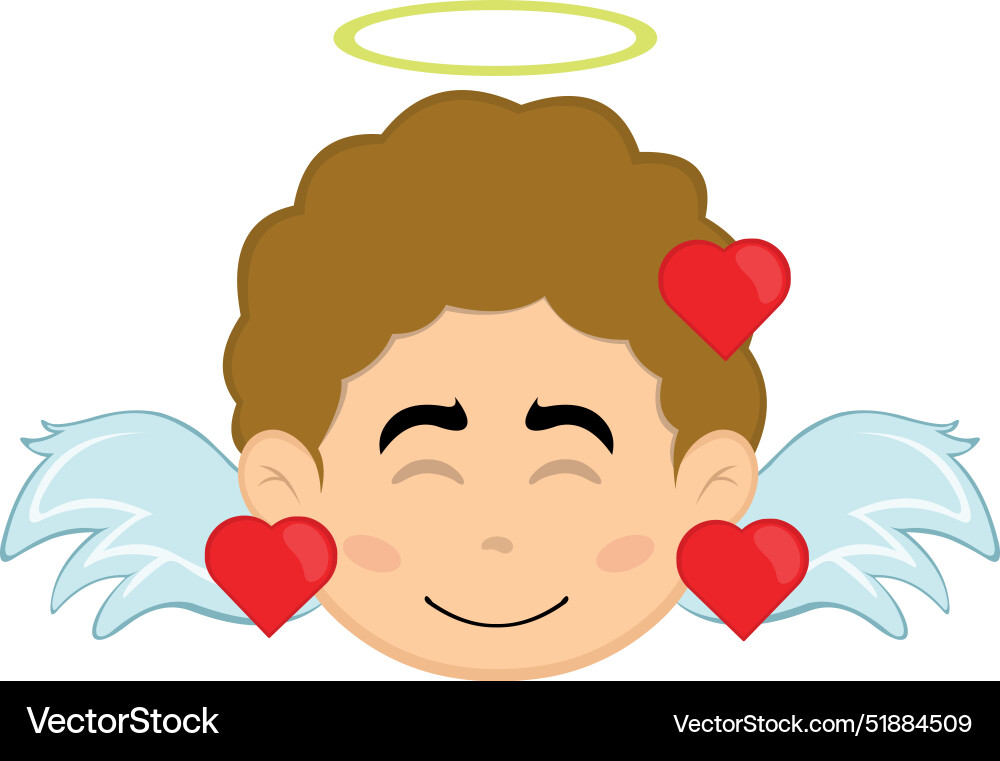 Head child angel hearts Royalty Free Vector Image