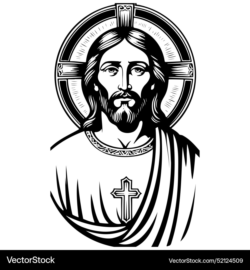 Isolated jesus hand drawn line Royalty Free Vector Image