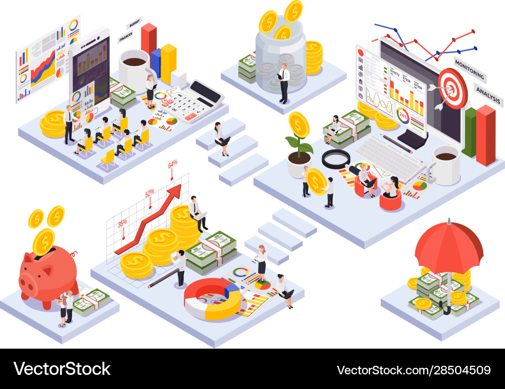 Isometric wealth management concept Royalty Free Vector