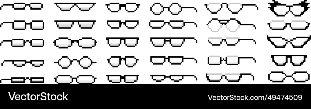 Pixel Art Nerd Glasses Royalty Free Vector Image