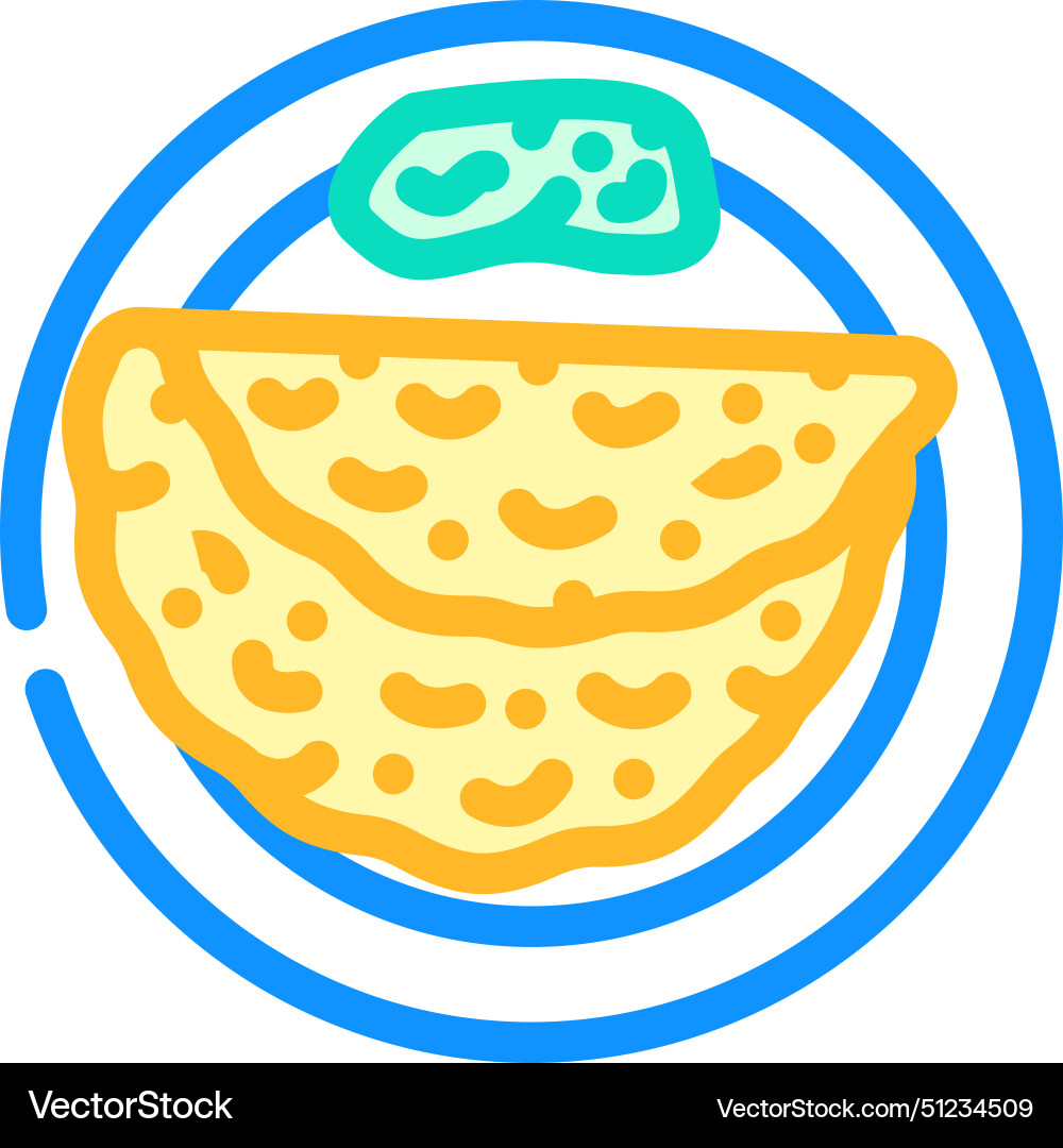 Roti bread indian cuisine color icon Royalty Free Vector