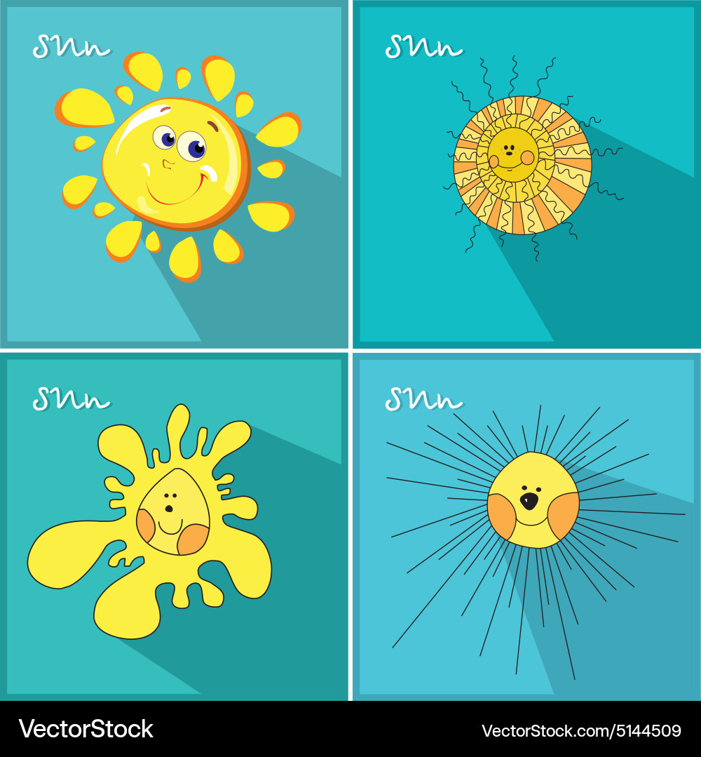 Sunshine Icon Set Royalty Free Vector Image - VectorStock