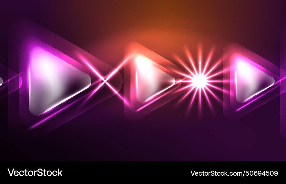 Techno neon triangles with light effects Vector Image