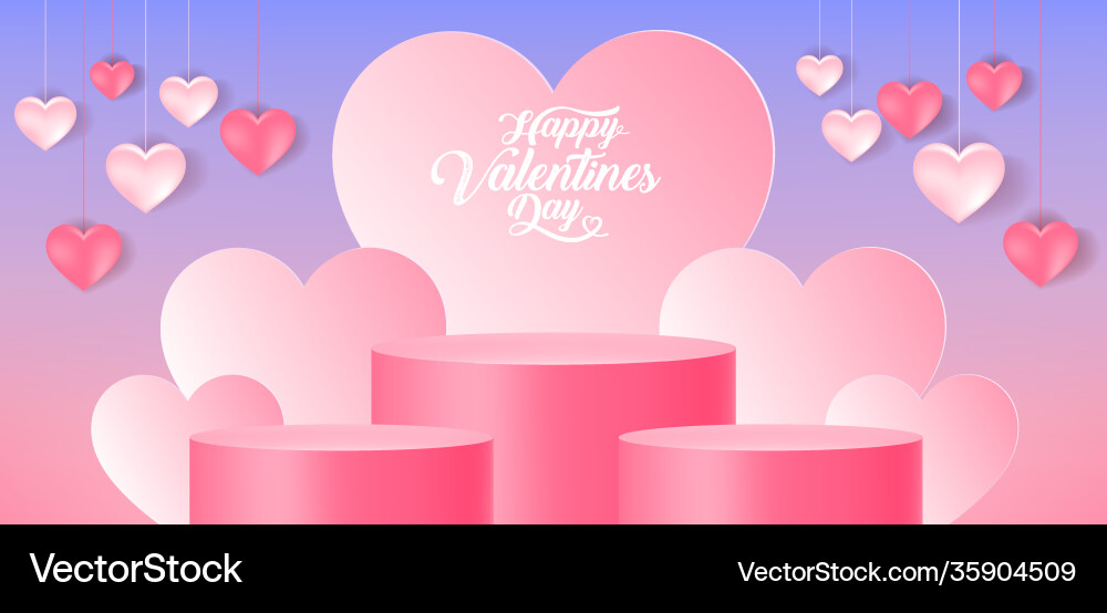 Valentines day product display podium heart Vector Image