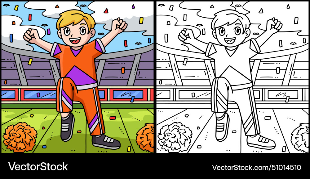 Cheerleader boy lifting leg hands Royalty Free Vector Image