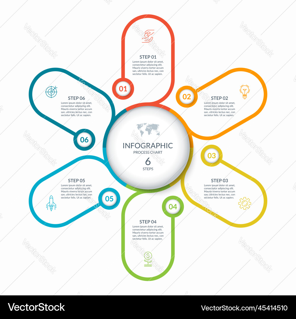 Infographic round chart with 6 steps options Vector Image