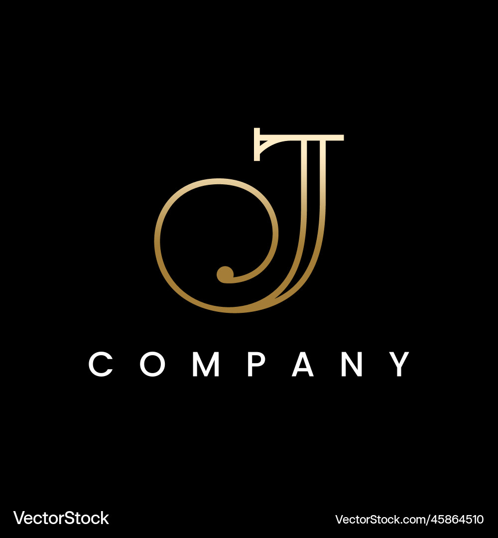 Letter j luxury line logo design Royalty Free Vector Image