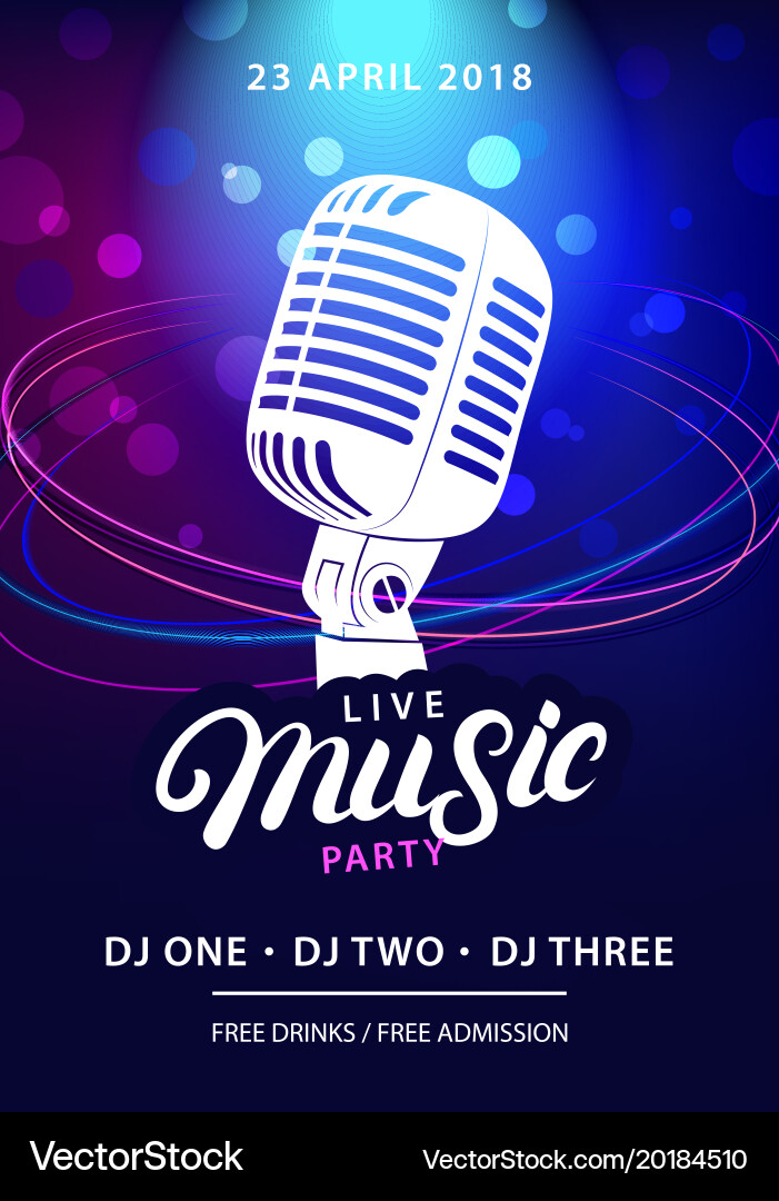 Live music party design template Royalty Free Vector Image