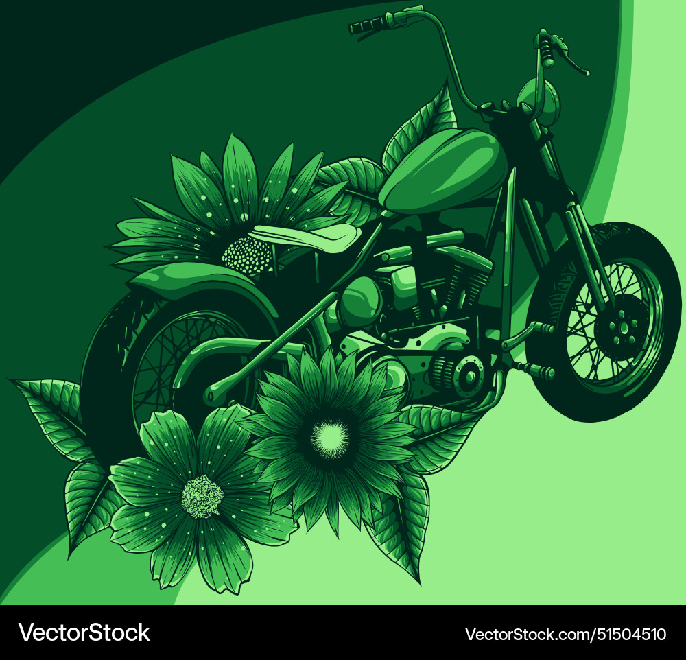 Motorbike with flower Royalty Free Vector Image