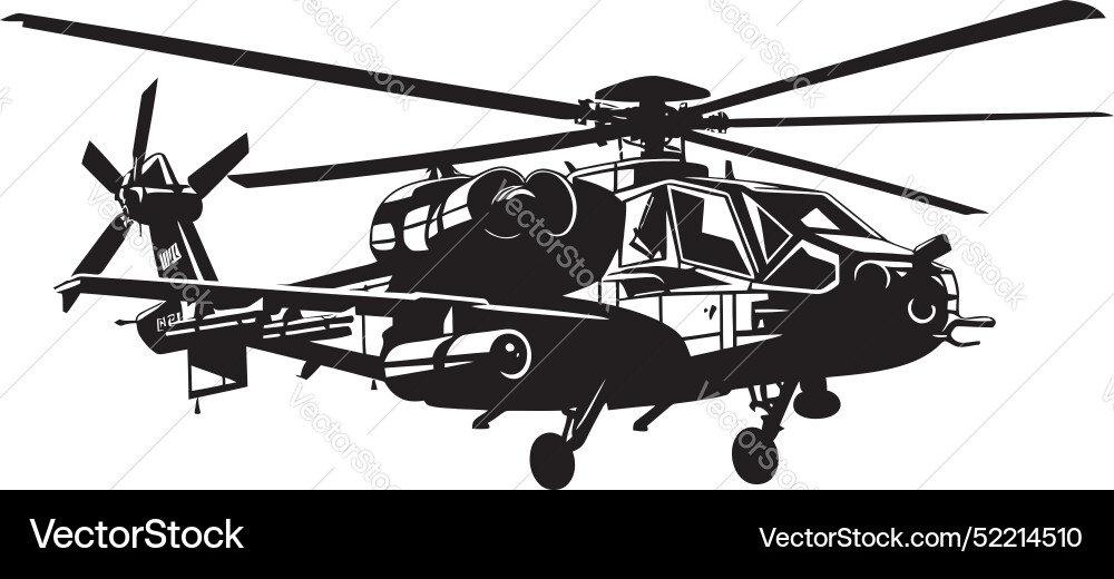 Tactical fury iconic black combat helicopter Vector Image
