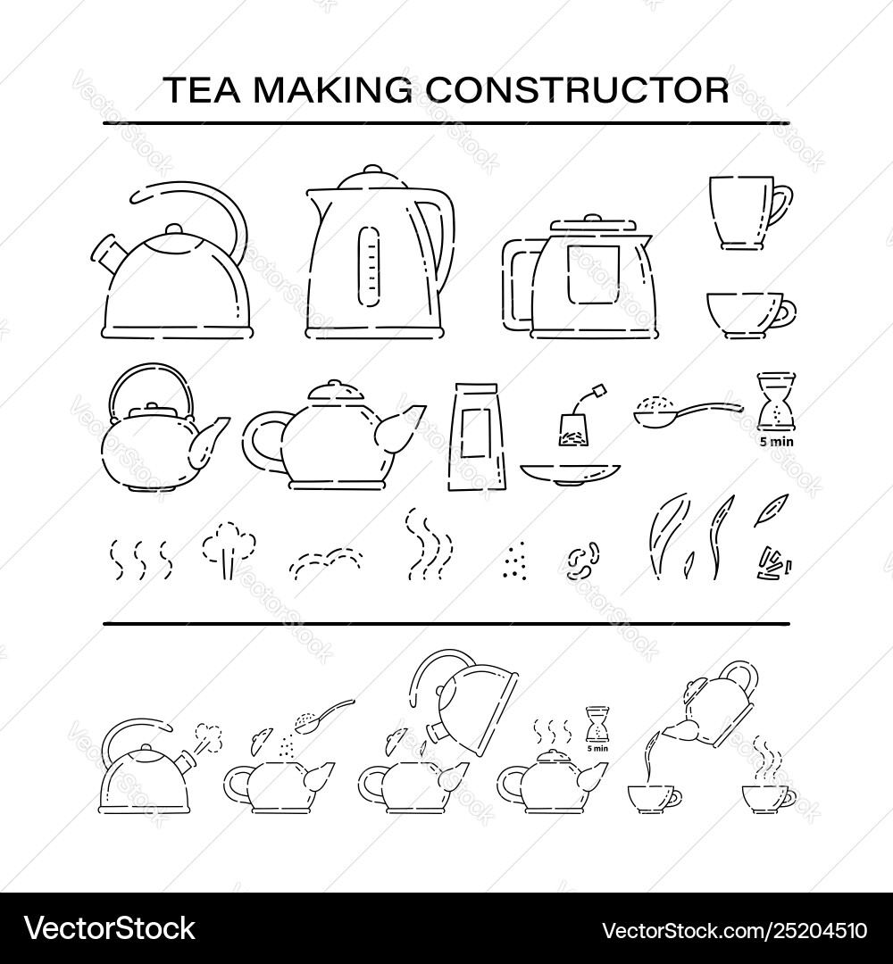 Tea Brewing Process Icons Royalty Free Vector Image