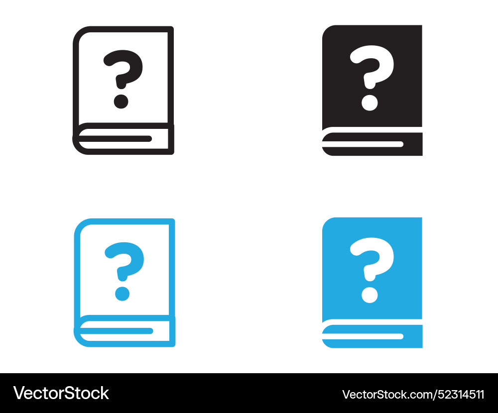 Book with question mark icon black and white Vector Image
