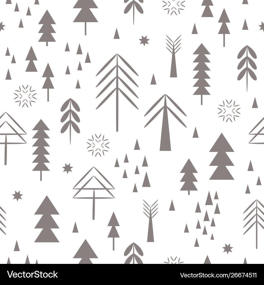 Christmas Tree Pattern - White Background Vector Image