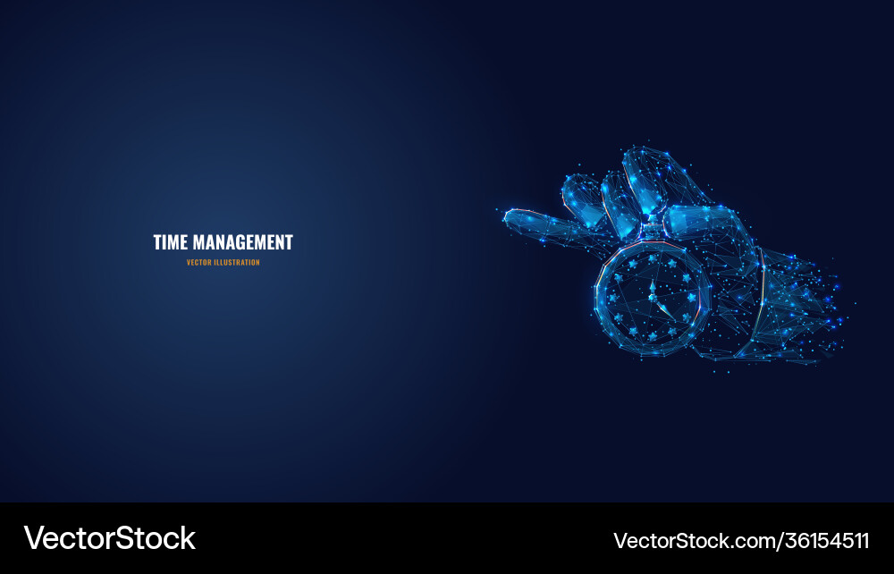 Digital Low Poly Clock Hand Royalty Free Vector Image