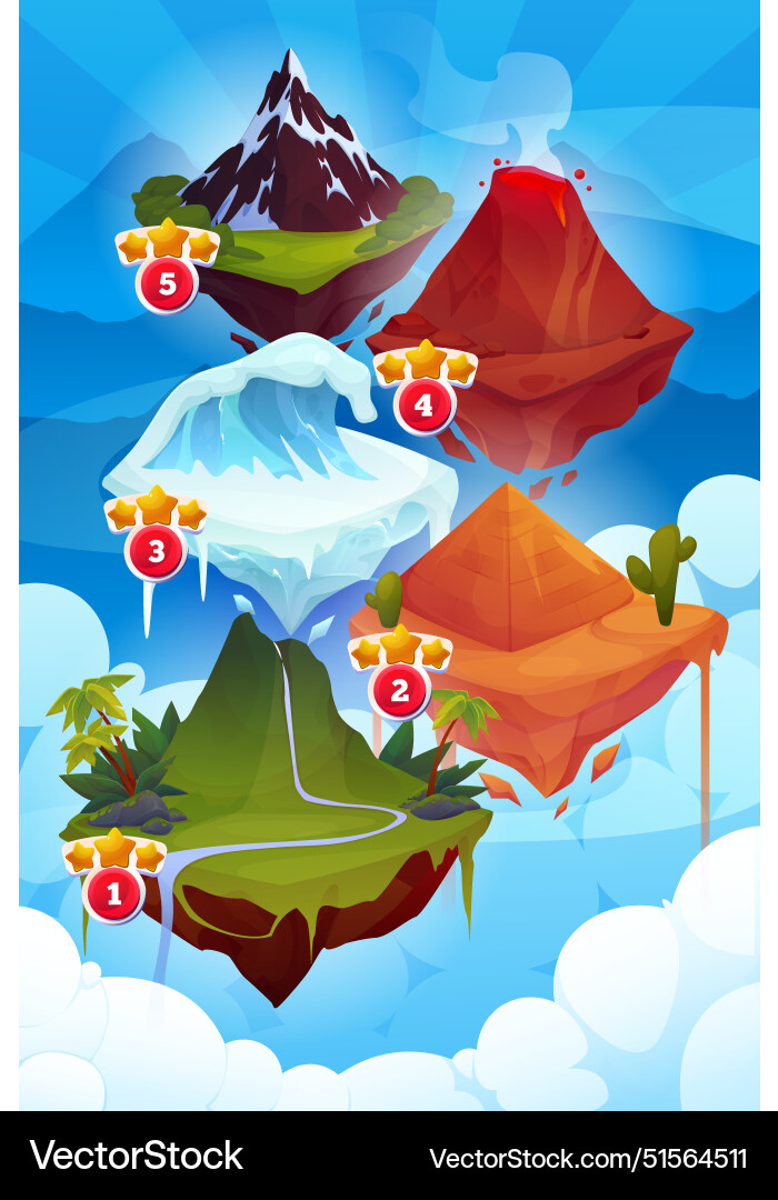 Game map island arcade interface gamers route Vector Image