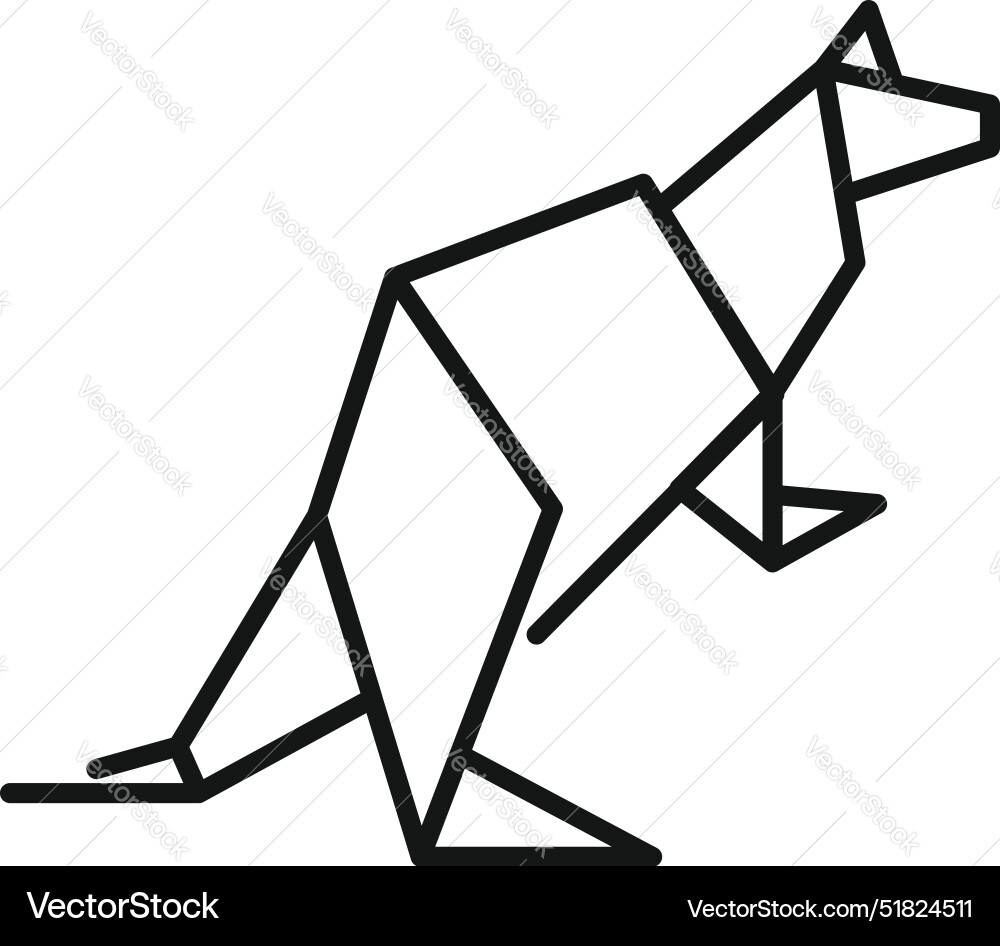 Geometric kangaroo jumping origami style icon Vector Image