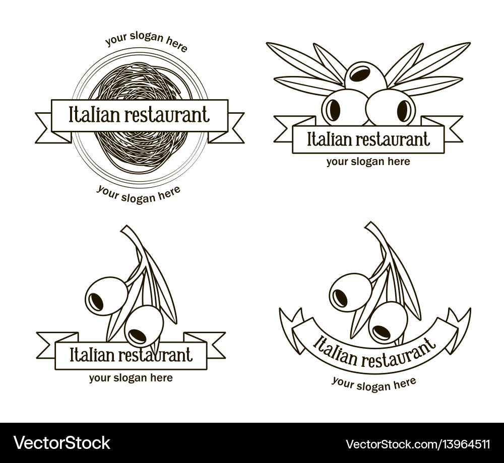 Hand drawn italian restaurant logos set Royalty Free Vector