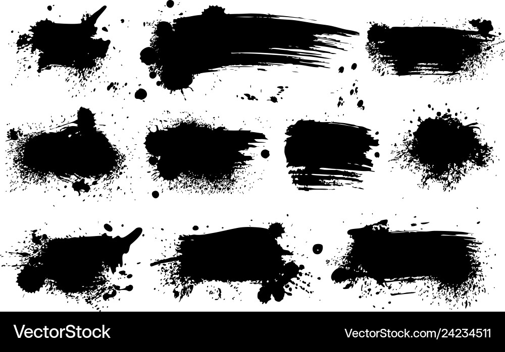 Ink splashes black inked splatter dirt stain Vector Image