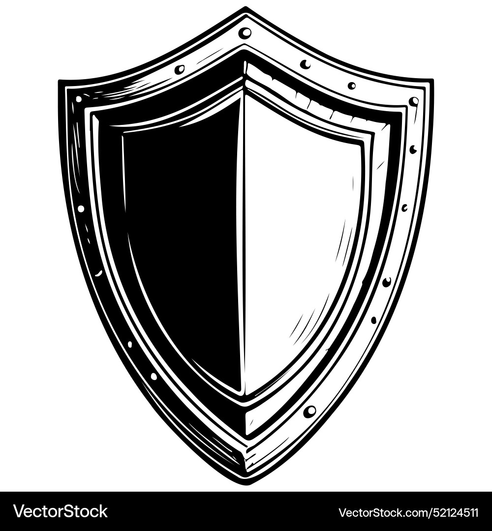 Isolated shield realistic ink sketch of black Vector Image