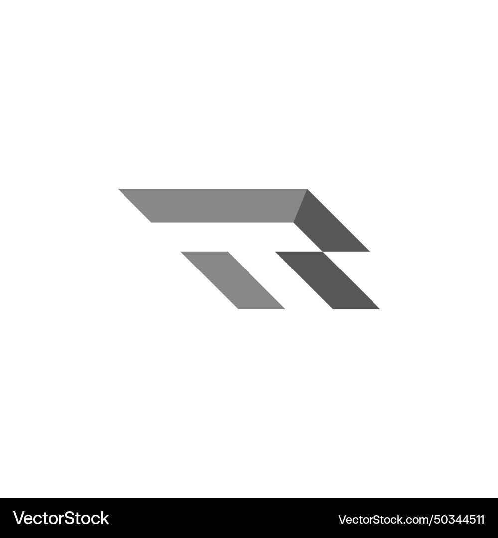 Letter t 3d flat simple logo Royalty Free Vector Image