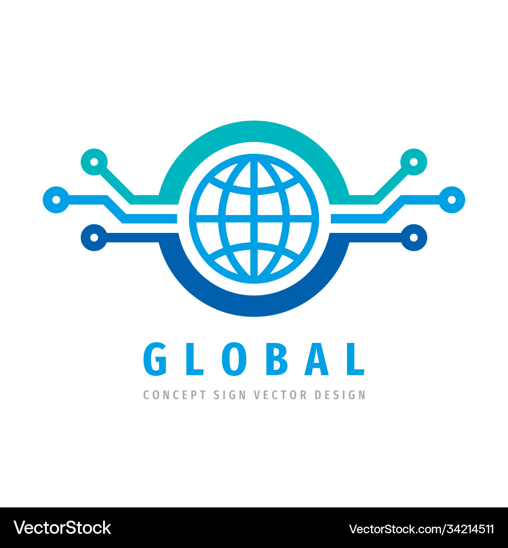 Logo design global electronic technology computer Vector Image
