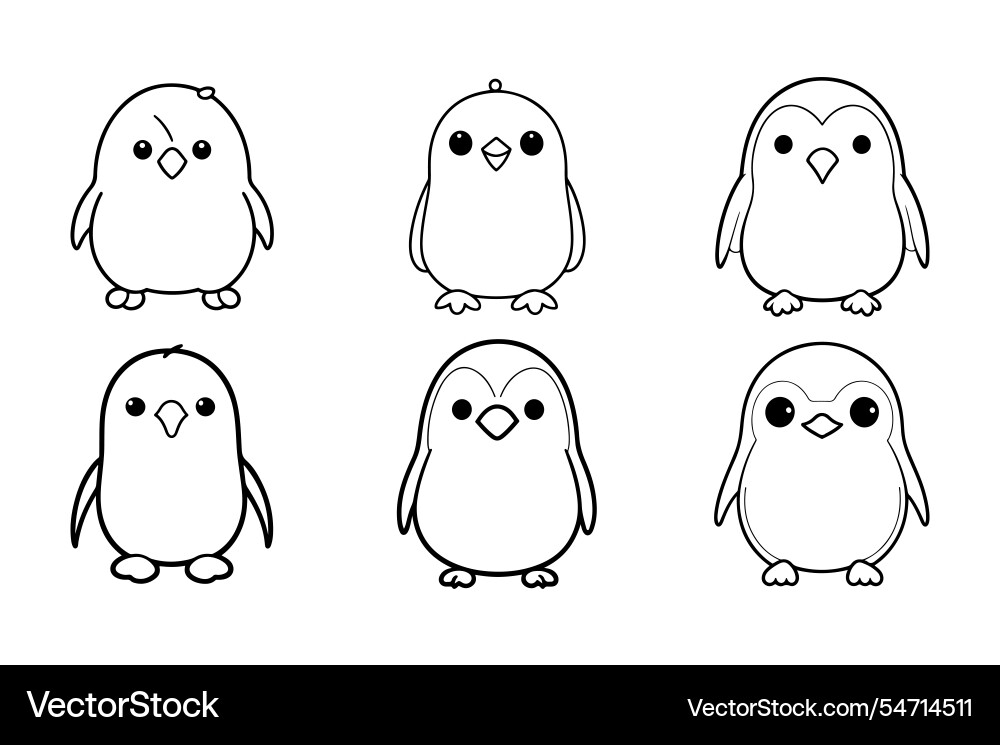 Penguin line art Royalty Free Vector Image - VectorStock