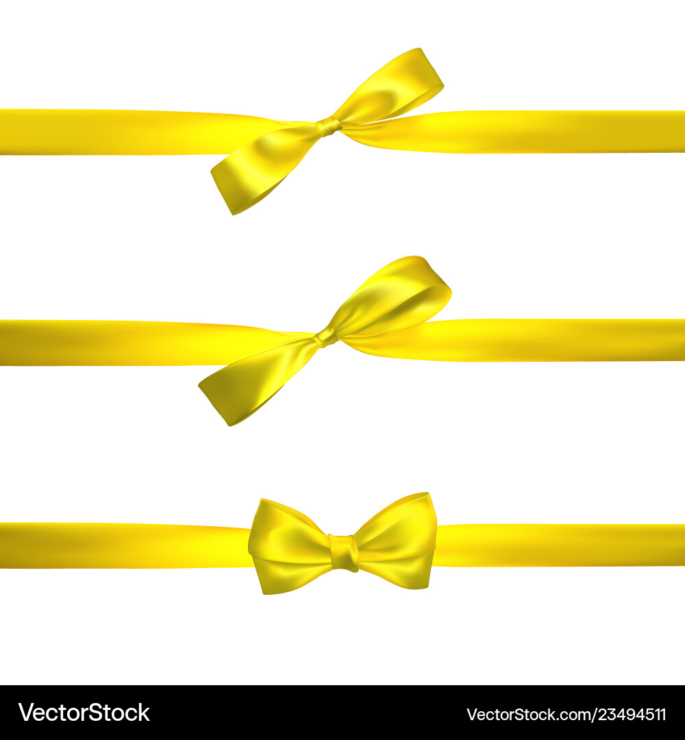Realistic yellow bow with horizontal Royalty Free Vector