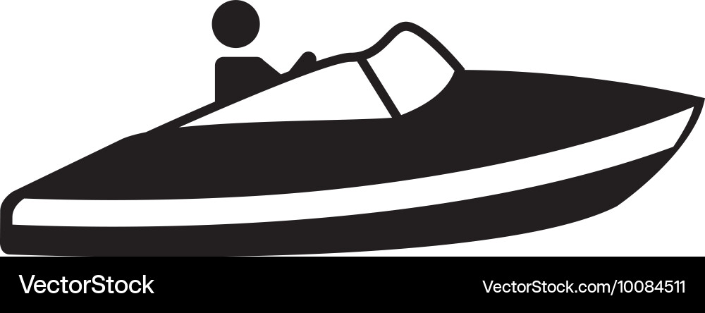 Speedboat Icon - White on Black Royalty Free Vector Image