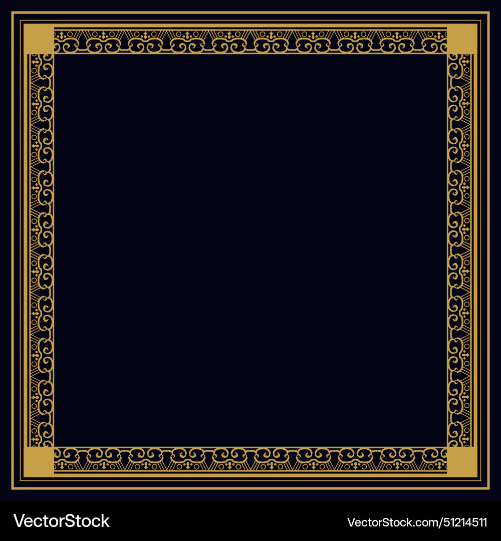 Square vintage pattern border flat gold isolated Vector Image