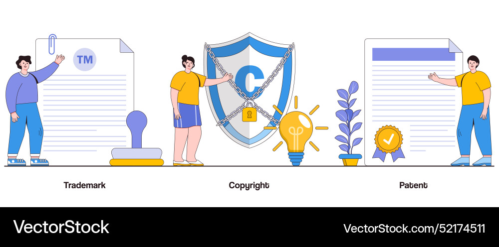 Trademark copyright and patent concept Royalty Free Vector
