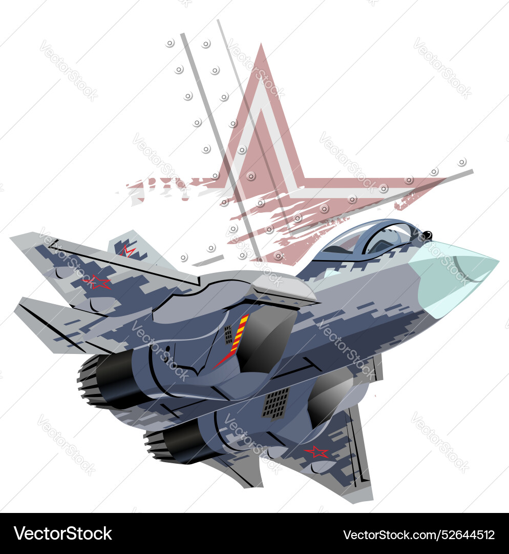 Cartoon modern military fighter plane Royalty Free Vector