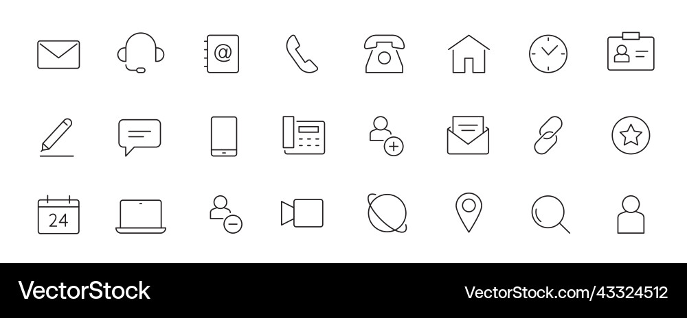 Contact address line icon set mail telephone Vector Image