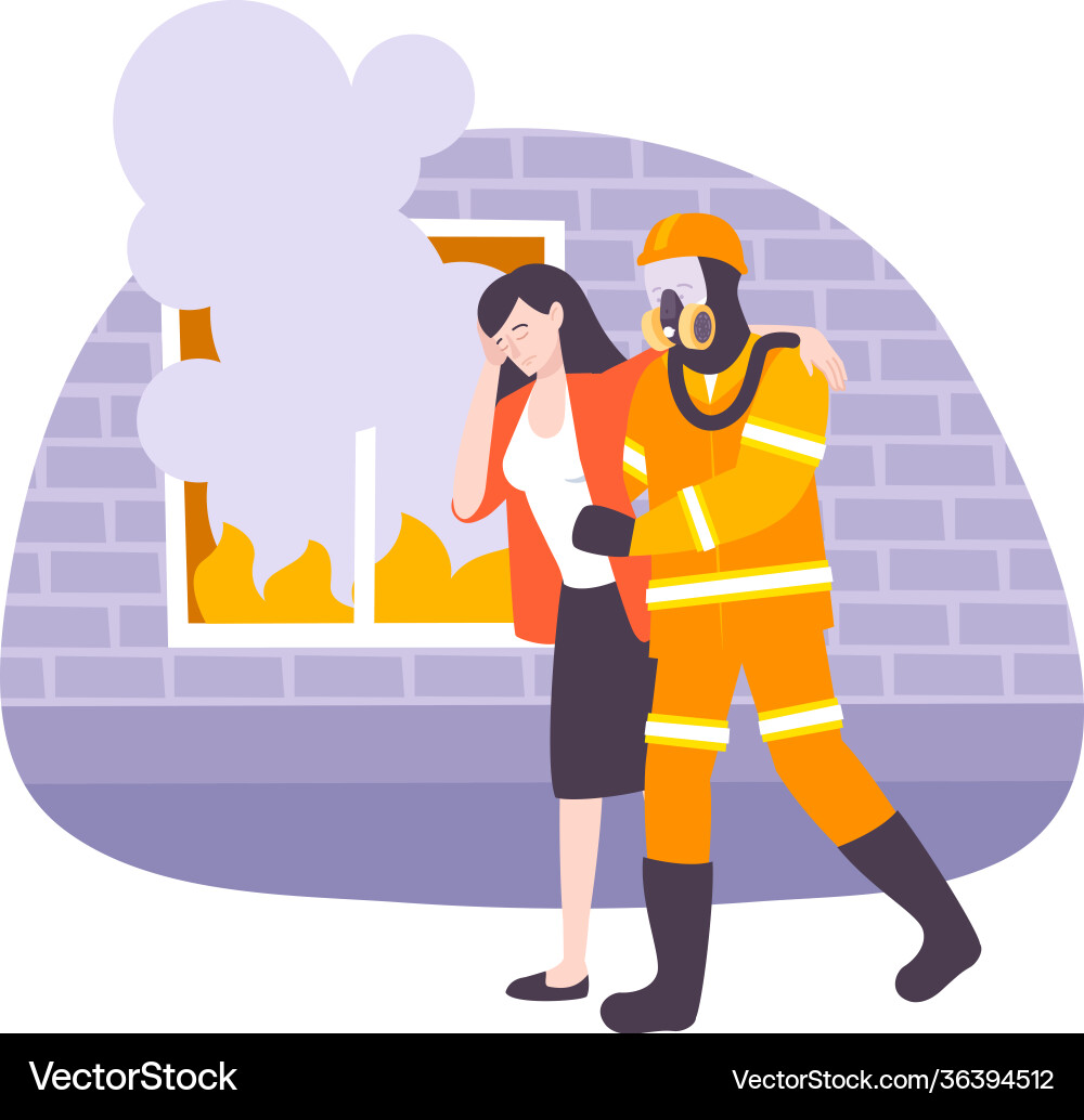 Fire first aid composition Royalty Free Vector Image