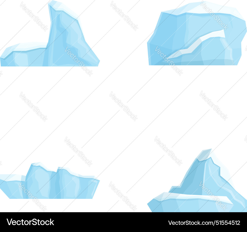 Iceberg icons set cartoon floating Royalty Free Vector Image