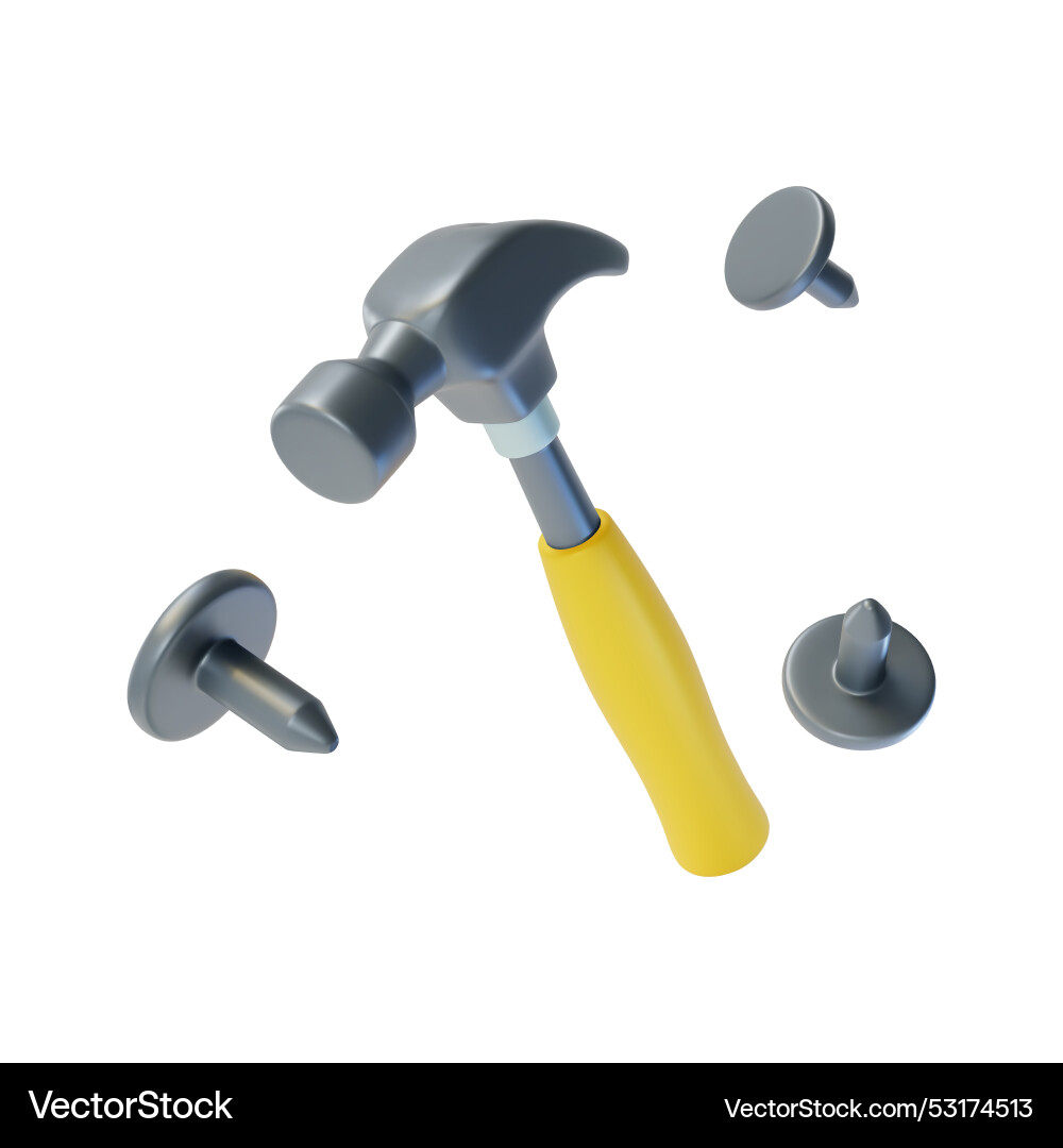 3d hammer construction and repair concept cartoon Vector Image