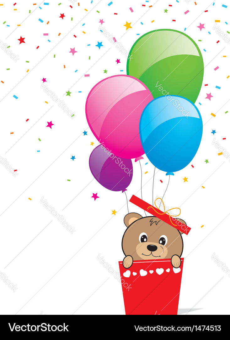 Bear in the gift box Royalty Free Vector Image