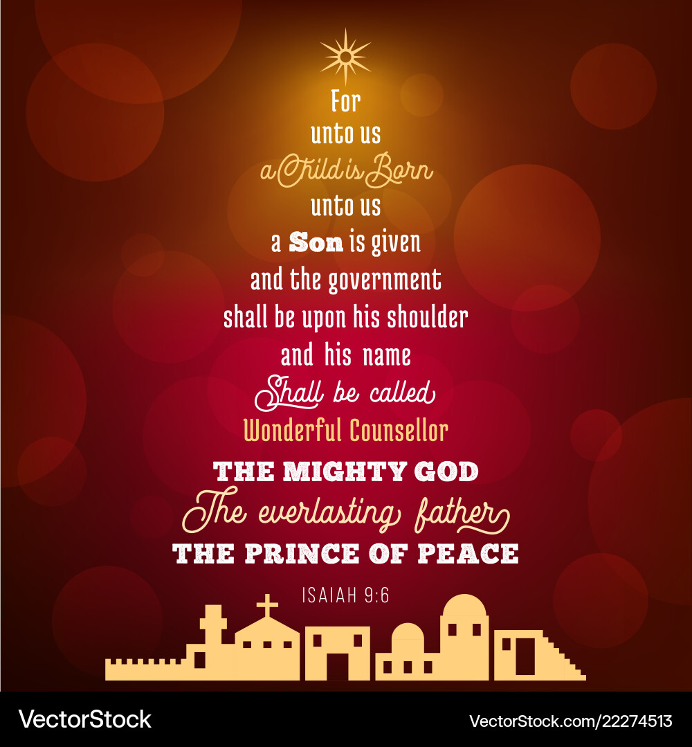 Bible verse from isaiah 96 about jesus christ Vector Image