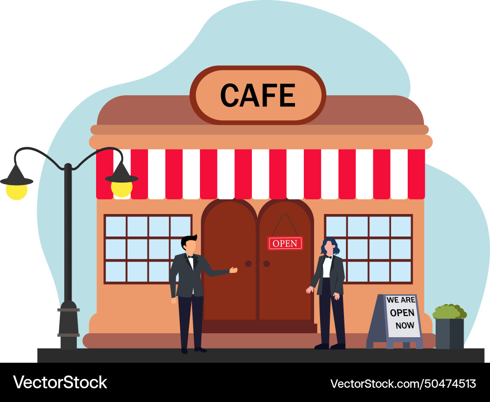 Cafe flat design Royalty Free Vector Image - VectorStock