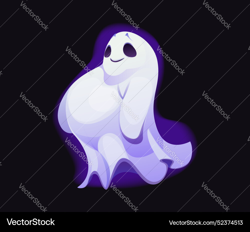Cartoon halloween ghost character scary fat spook Vector Image