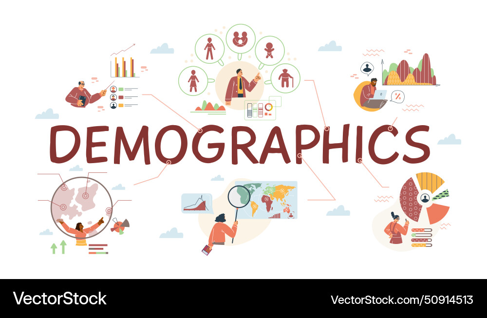 Comprehensive demographic study set Royalty Free Vector