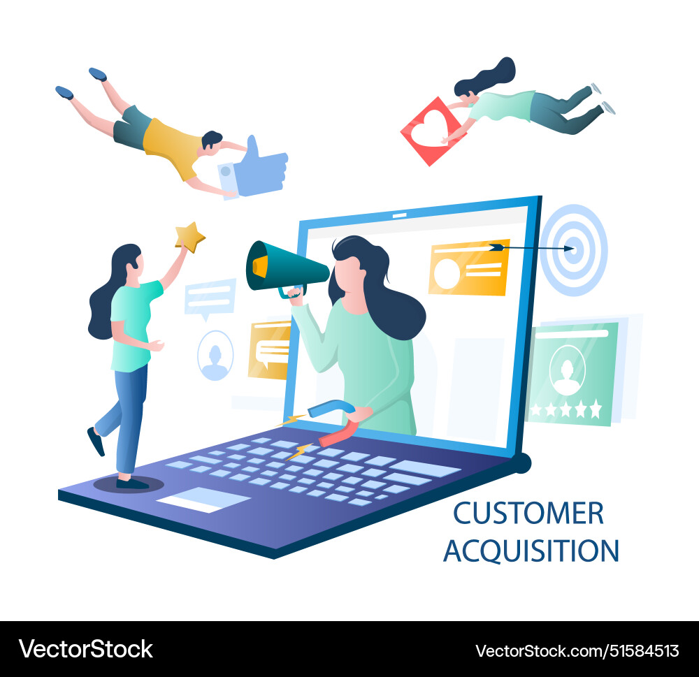 Customer acquisition client attraction cartoon Vector Image