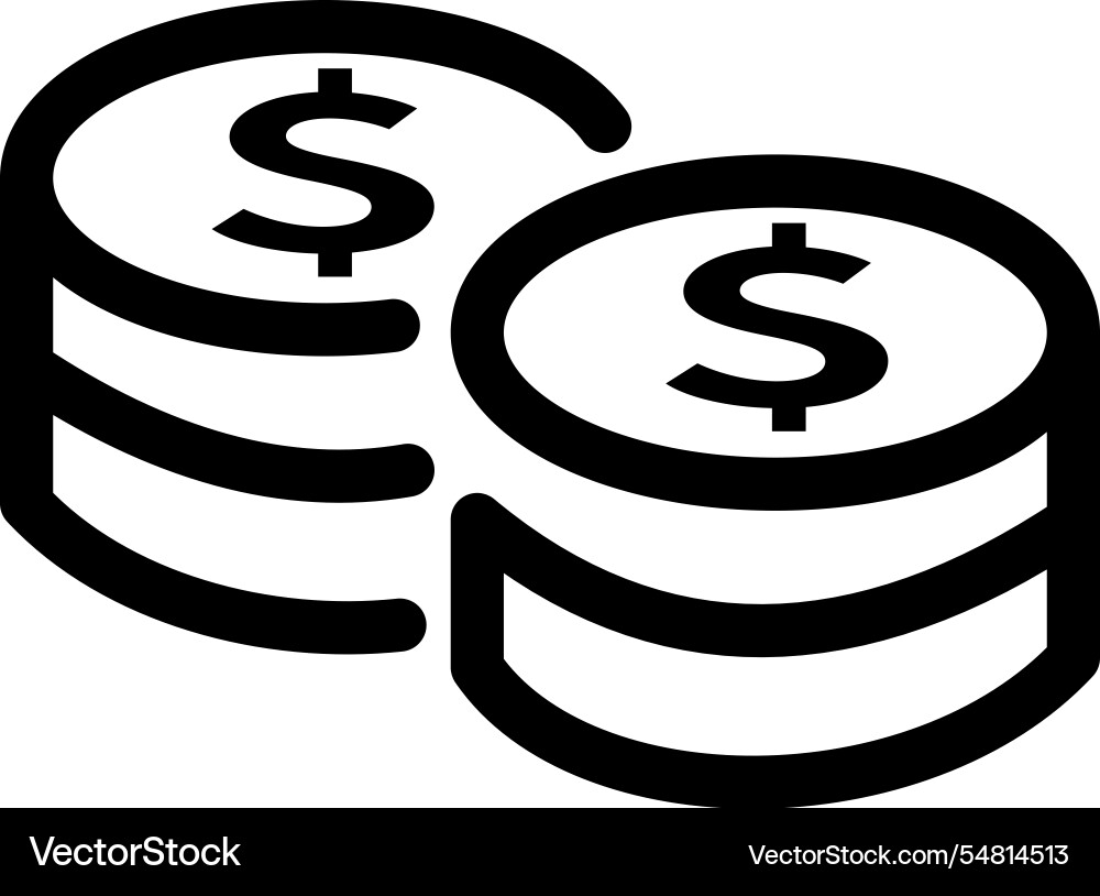 Dolar coins - icon Royalty Free Vector Image - VectorStock