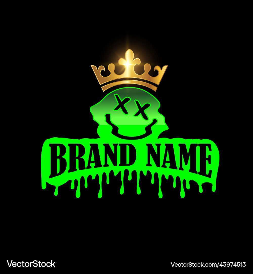 Drip logo with crown design sign Royalty Free Vector Image