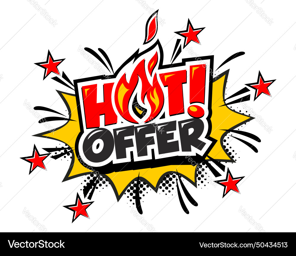 Hot offer promotion sticker Royalty Free Vector Image